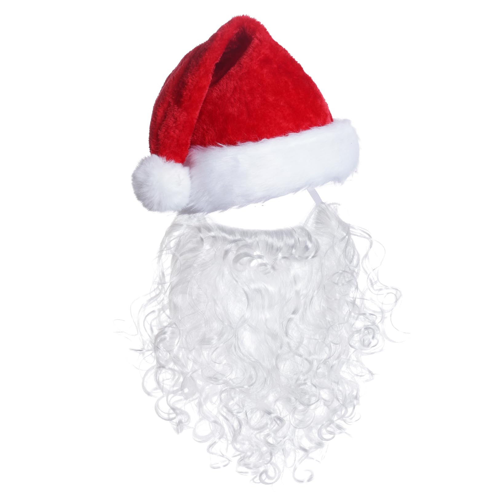 Amazon.com: Sucrain Christmas Hats and Beard Costume, White Santa Claus ...