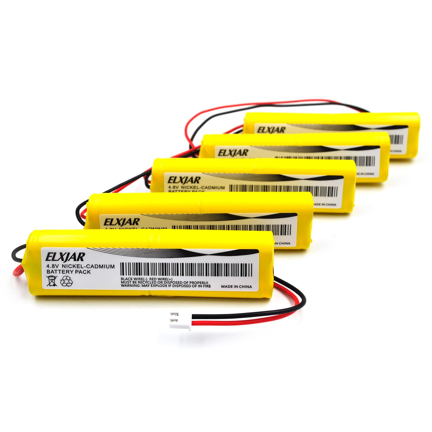 elxjar (5-Pack) 4.8V 600mAh Ni-CD Battery Pack Replacement for Unitech ...