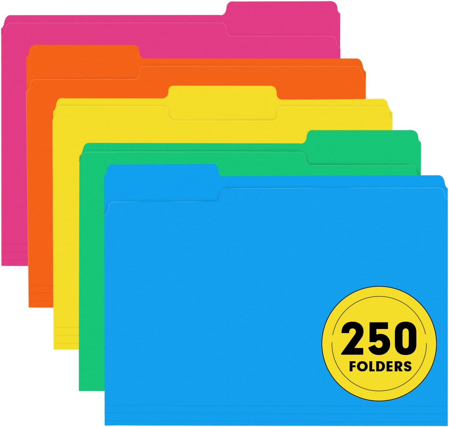 Amazon.com : File Folder, RAZCC 250 Pack 1/3 Cut Tab Colored Folders ...
