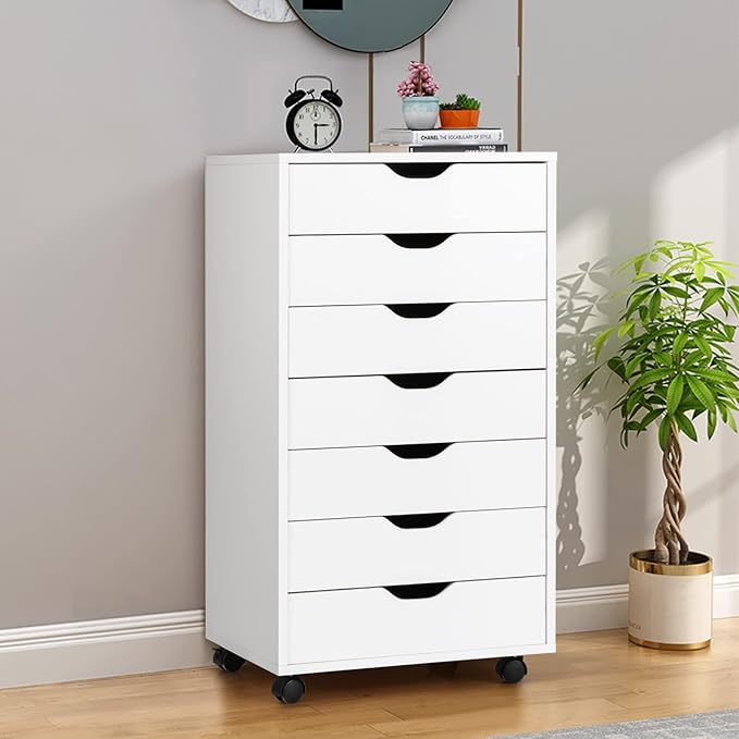 IFANNY 7 Drawer File Cabinet, Narrow Storage Cabinet with Universal ...