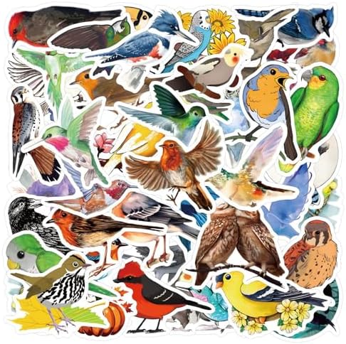 Amazon.com: 200 Pcs Birds Stickers Cute Animals Cartoon Birds Vinyls ...