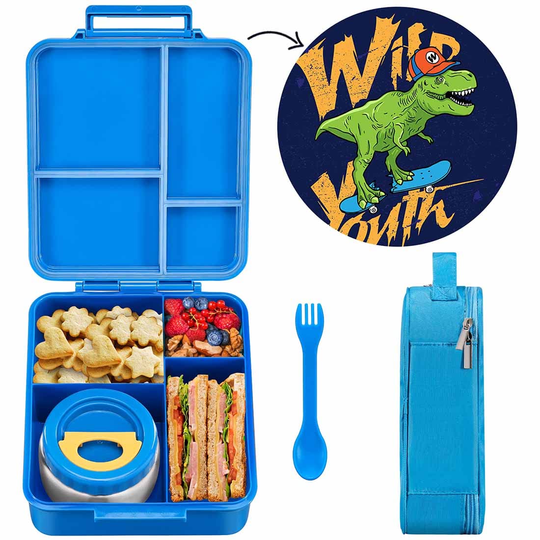 MAISON HUIS Bento Lunch Box for Kids With 8oz Soup Thermos, Leakproof ...