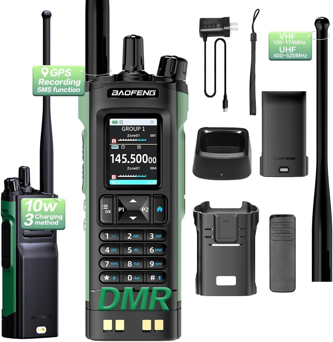 Amazon.com: New BAOFENG DM32 Walkie Talkie DMR GPS 10W Programming Multi Band Wireless Copy ...