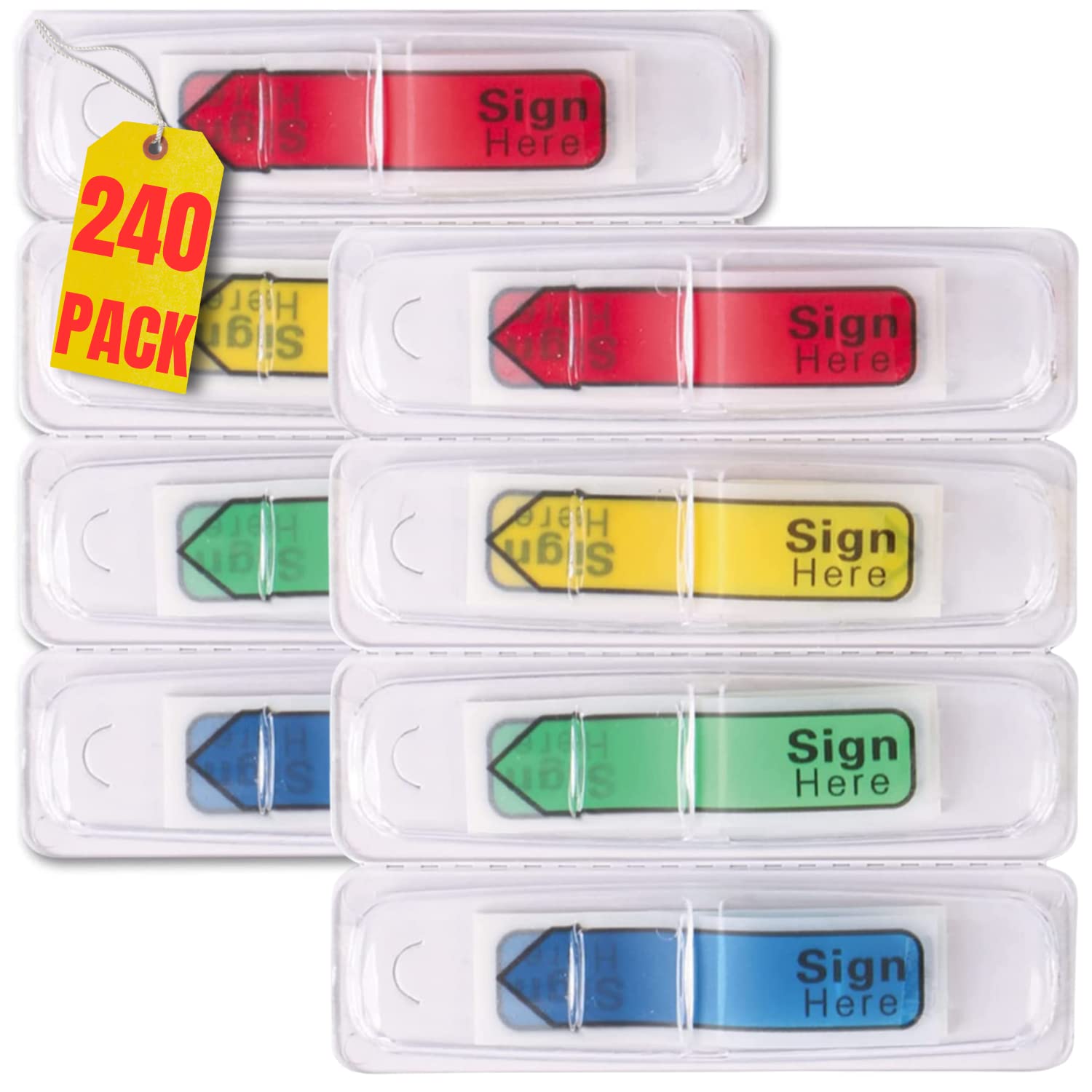 Snapklik.com : Sign Here Tabs, 1/2" Assorted Color Sign Here Stickers/Flags, 240/Pack
