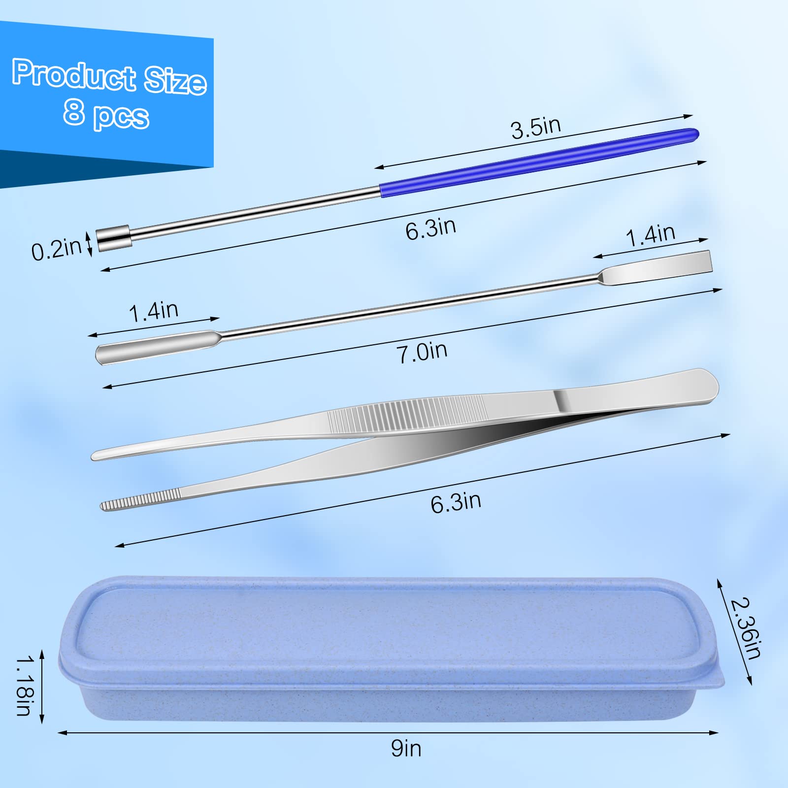 Dreamtop 8 Pcs Stainless Steel Lab Spatula Micro Scoop Set Capsule ...