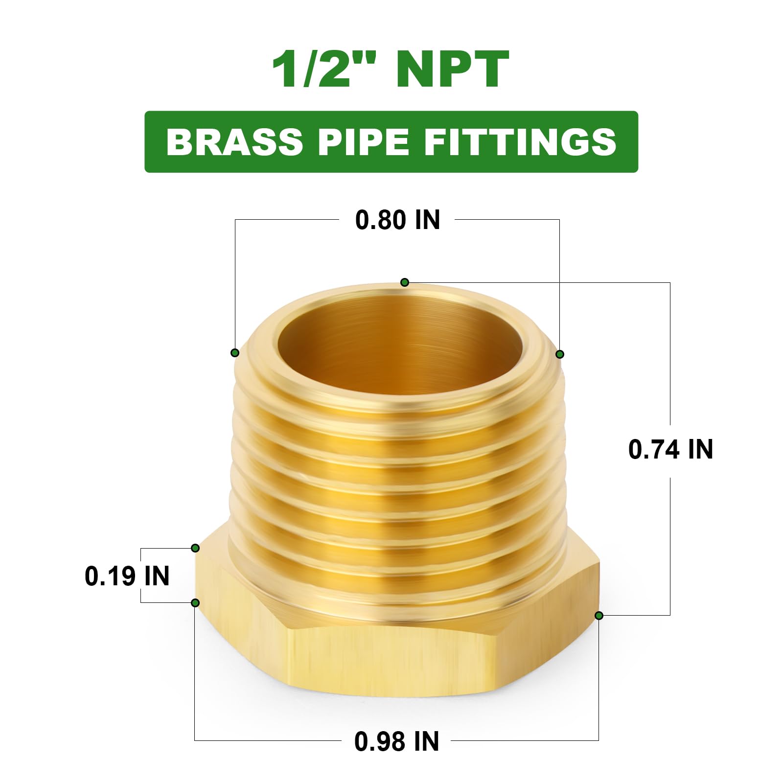 Snapklik.com : 10Pcs Brass Outer Hex Thread Socket Pipe Plug Fitting 1/ ...
