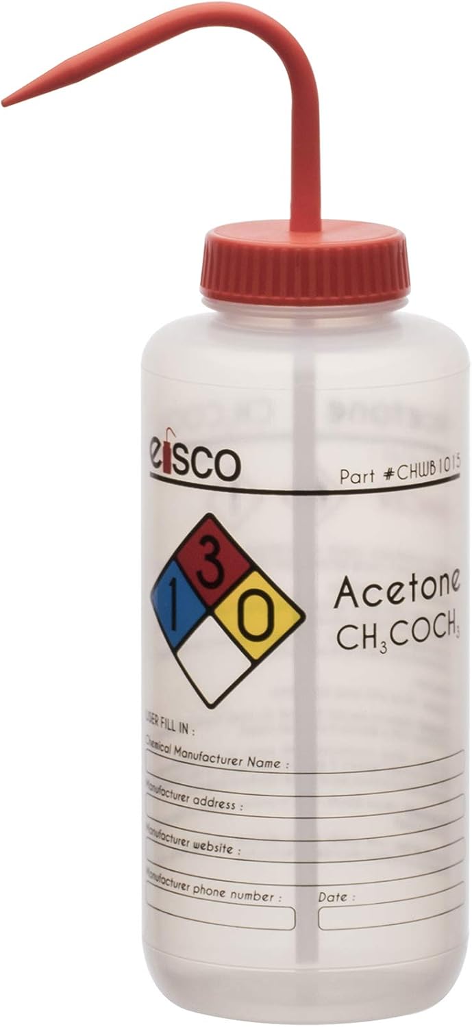 Amazon.com: EISCO 2PK Wash Bottle for Acetone, 1000ml - Labeled with ...