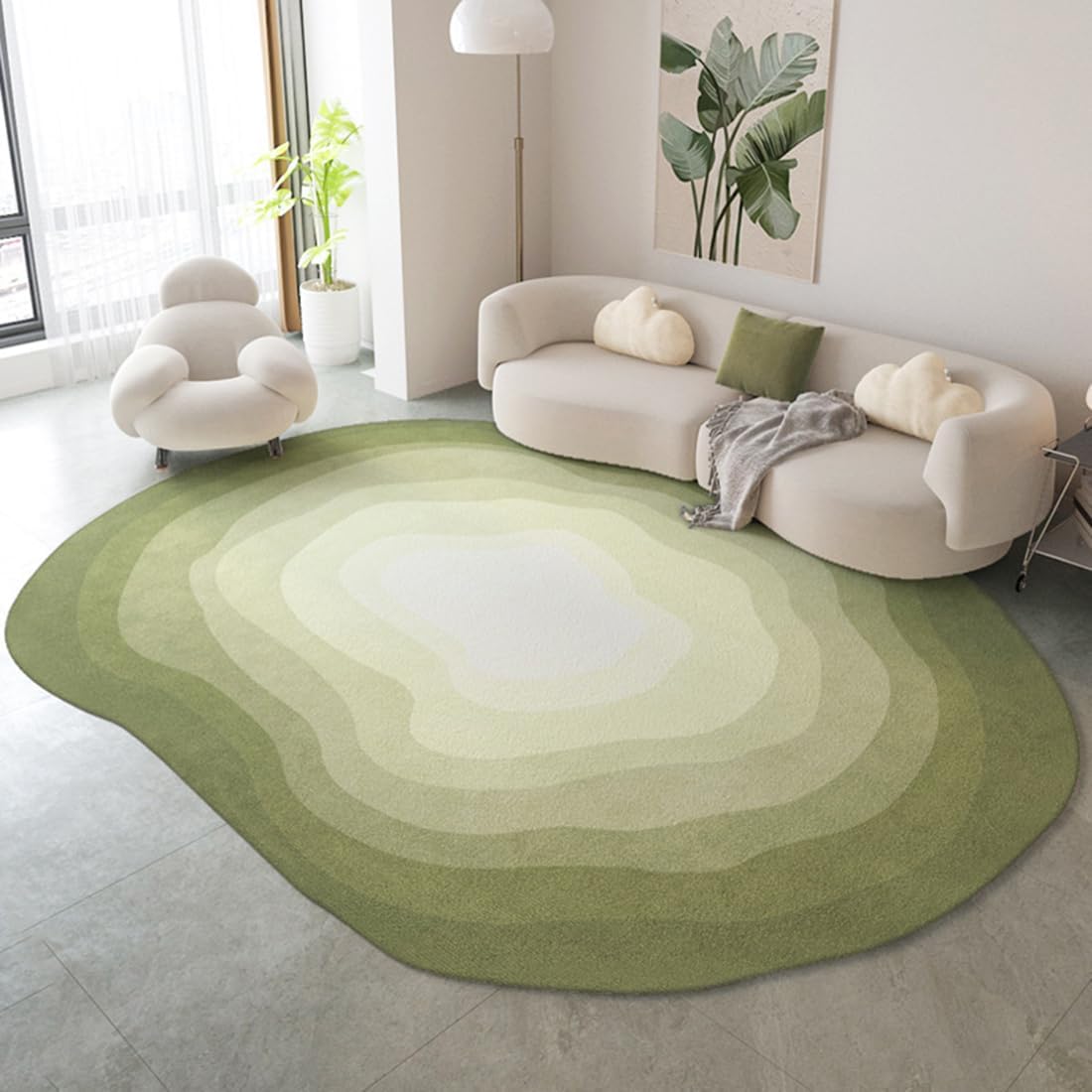 Amazon.com: Emerald Geen Luxury Faux Wool Washable Irregular Shaped Rug ...