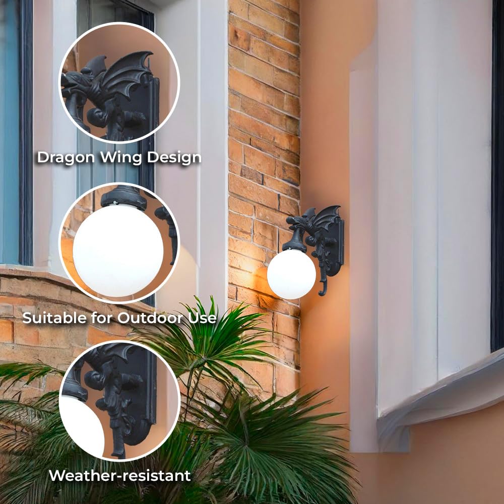 Victorian Gargoyle Outdoor Wall Light Recycled Cast Aluminium Bronze