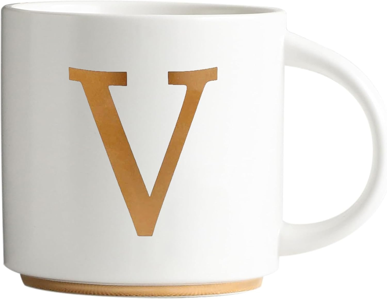 COLLECTIVE HOME - Monogram Ceramic Mugs, 15 oz Golden Initial Coffee ...