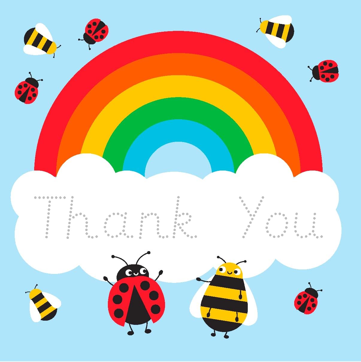 Kids Greeting Cards, Traceable Handwriting Practice Thank You Cards ...