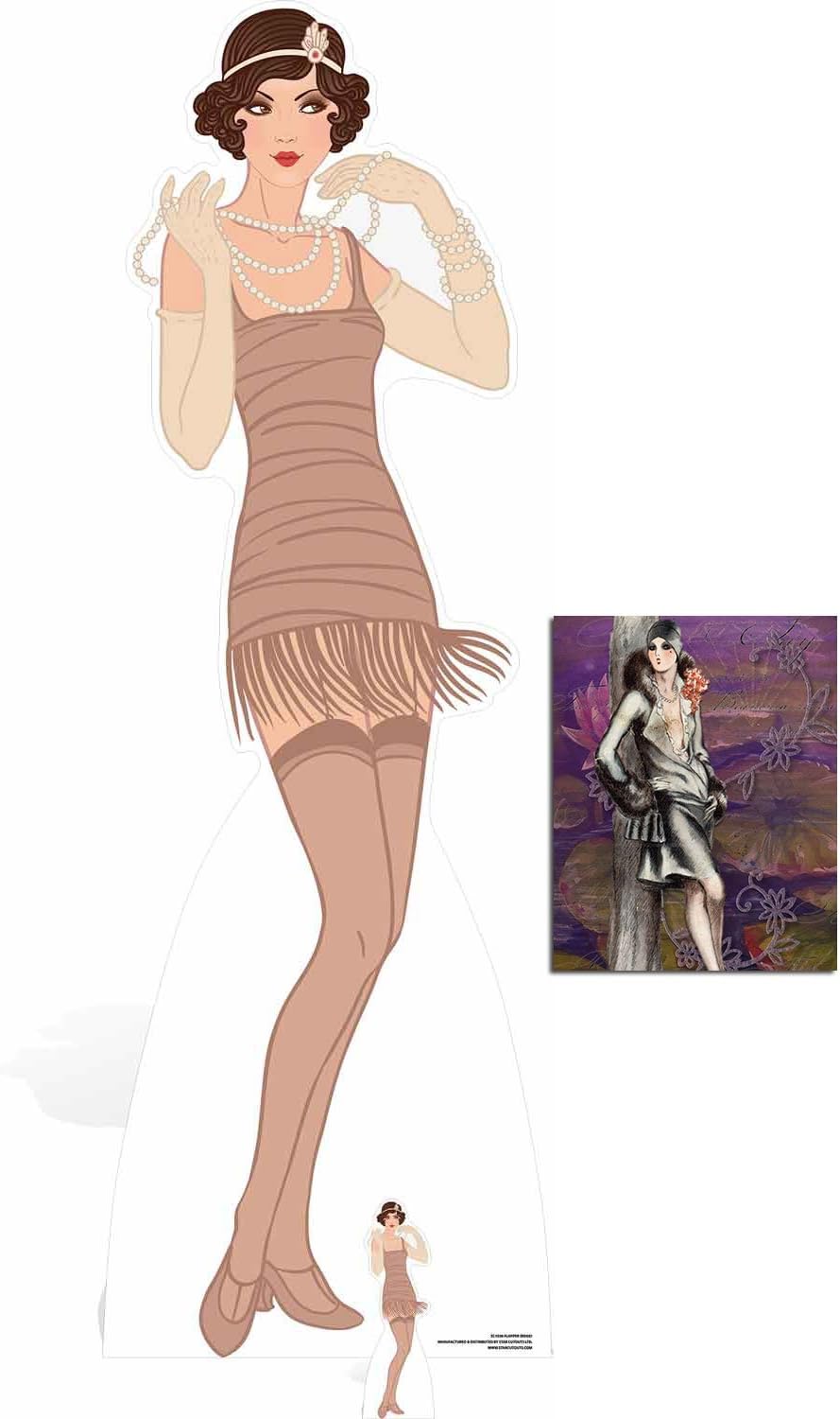 Amazon.com: Fan Pack - 1920s Gatsby Flapper Girl Beige Dress Lifesize ...