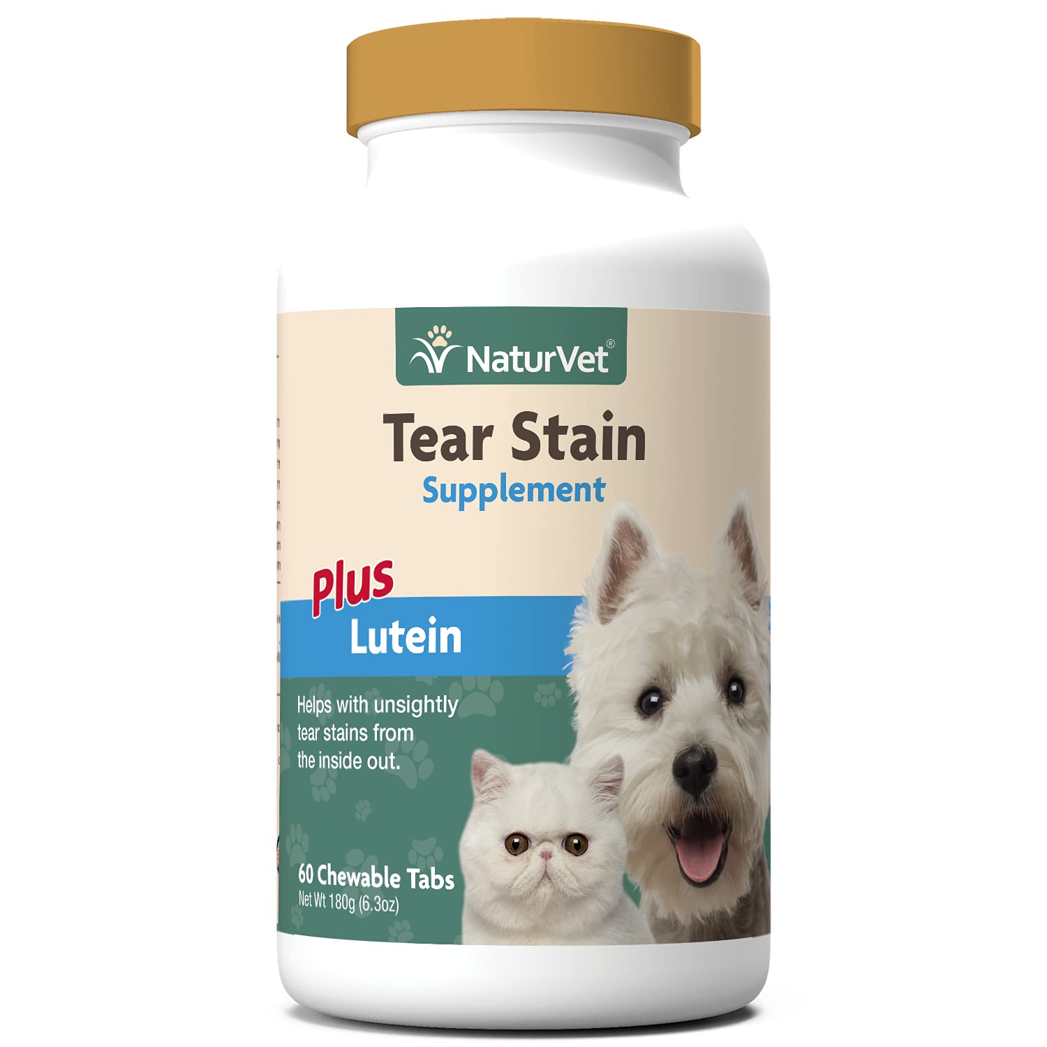 NaturVet Tear Stain Supplement Plus Lutein for Dogs and Cats, 60 ct ...
