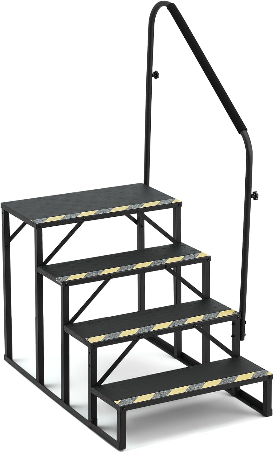 Amazon.com: 4 Steps RV Steps with Handrail, Metal RV Stairs, Hot Tub ...