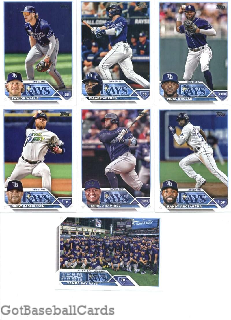 Amazon.com: 2023 Topps Series 2 Tampa Bay Rays Team Set of 7 Cards ...