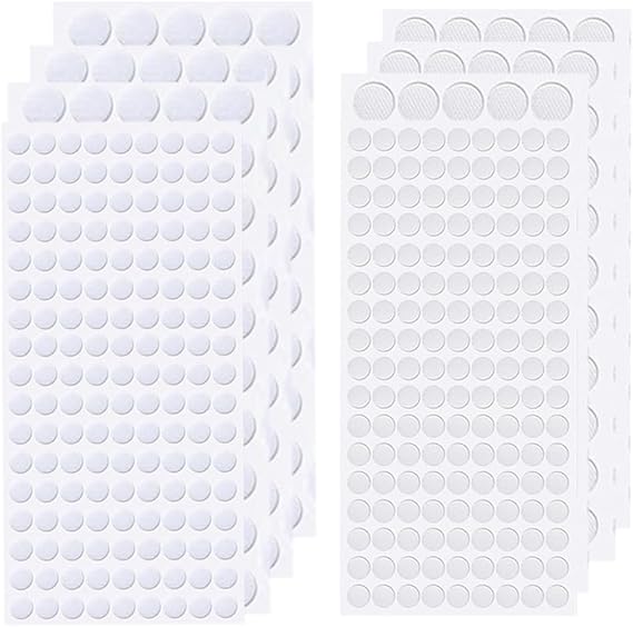 606 Pcs Self Adhesive Dots, 10mm & 20mm Hook & Loop Dots, Double Sided Sticky Pads, White ...