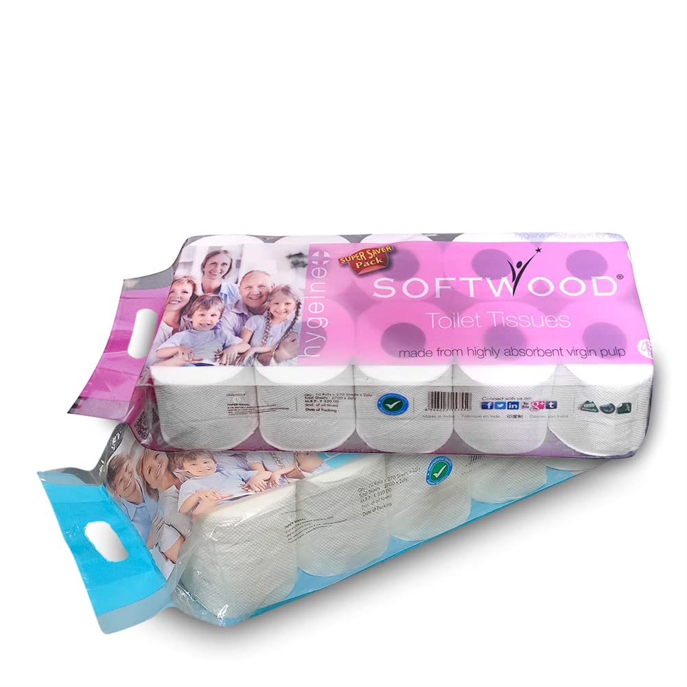 PM Wonder Softwood 10 in 1 2 Ply Toilet Paper Tissue Roll - 20 Rolls ...