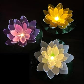GONGXIFC Floating Lotus Light Solar Power, Waterproof Lotus Solar Pond ...