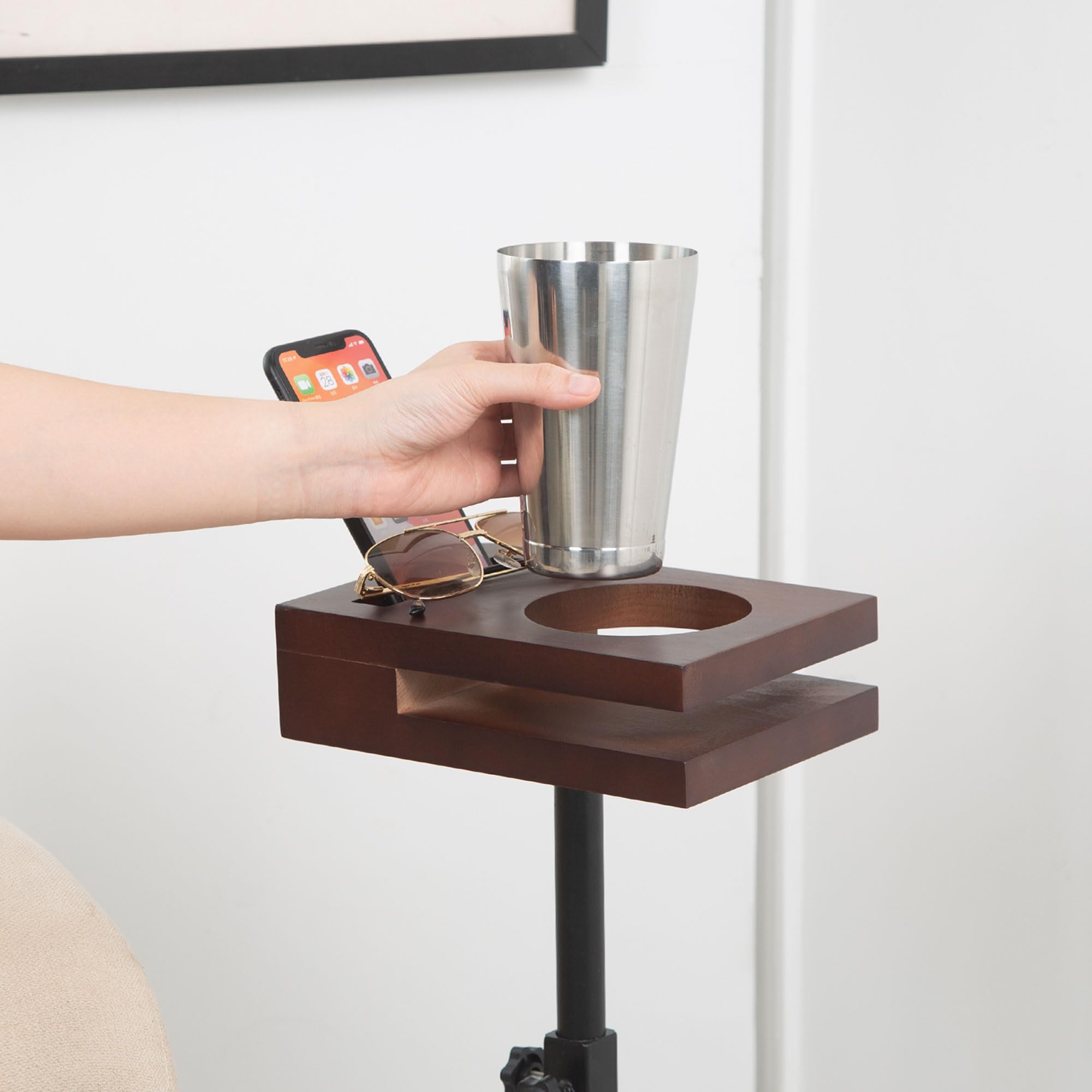 KAAS HAUS Mini Side End Table Tall Armrest Tray Couch Cup Holder for ...