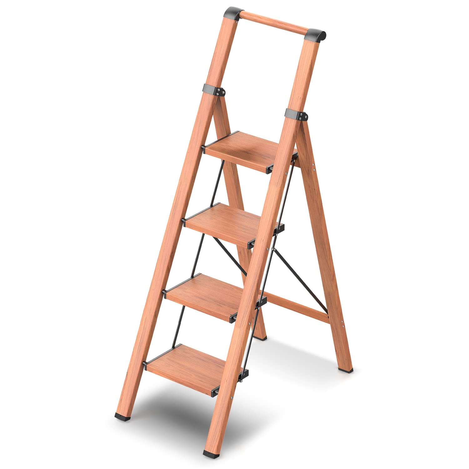 GameGem Folding Step Ladder, 4 Step Ladder with Anti-Slip and Wide ...