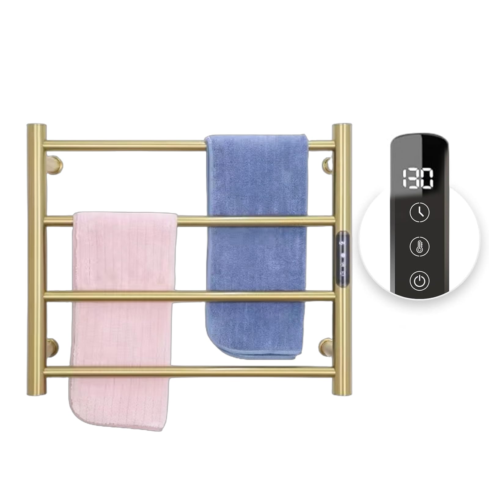 Amazon.com: Heated Towel Rack withTimer, 4 Bars Gold Towel Warmer Rack ...