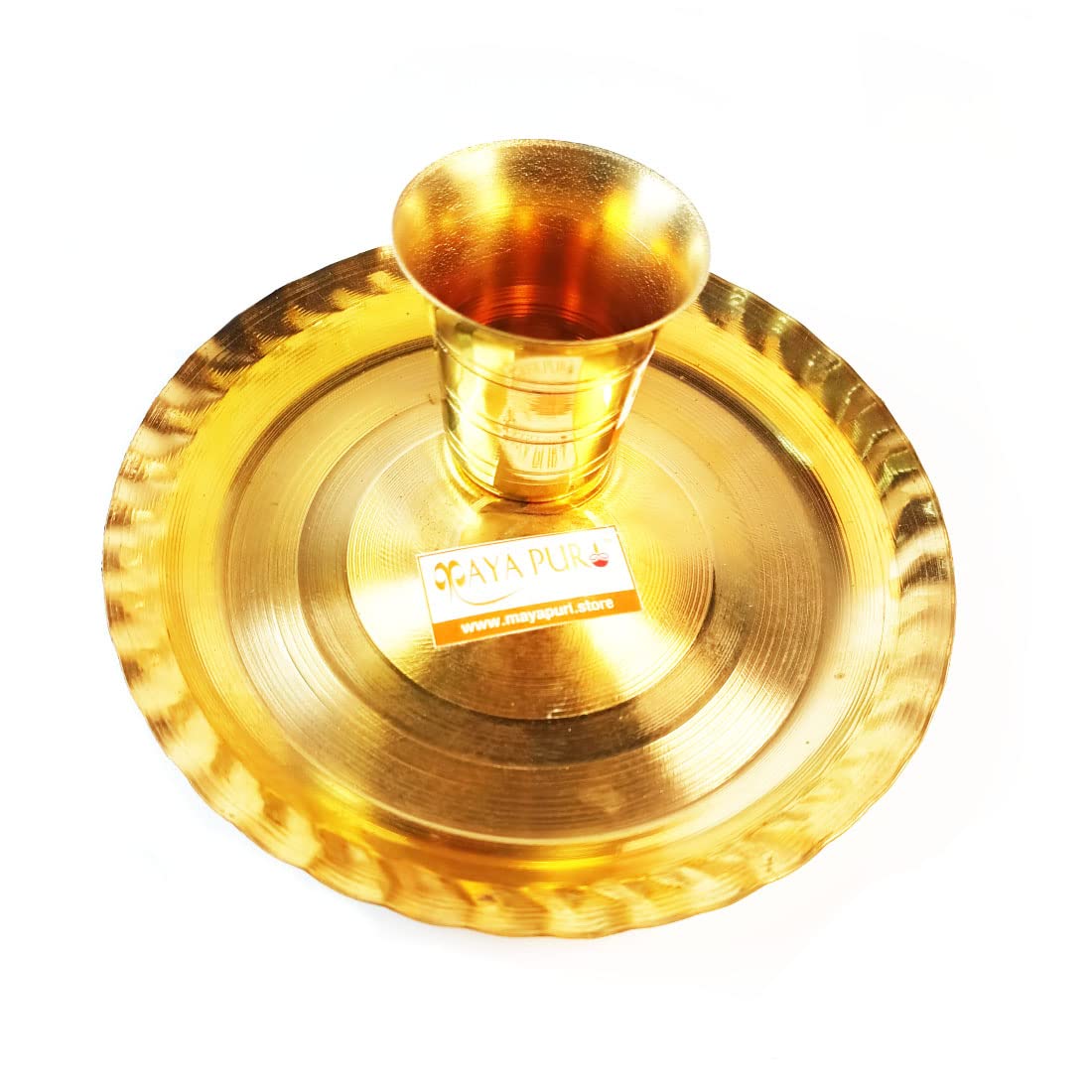 MAYAPURI Pital Puja Thali/Brass Pooja Plate with Glass for daily use ...