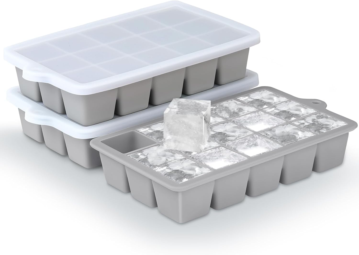Amazon.com: Silicone Ice Cube Trays 3Packs, Easy Release Ice Cube Molds ...