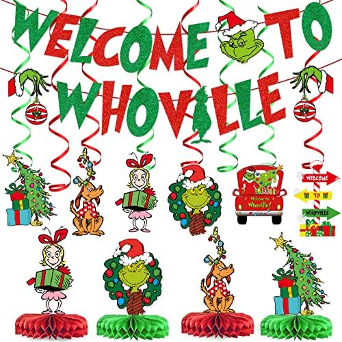 Amazon.com: 50Pcs Whoville Christmas Decorations Welcome to Whoville ...