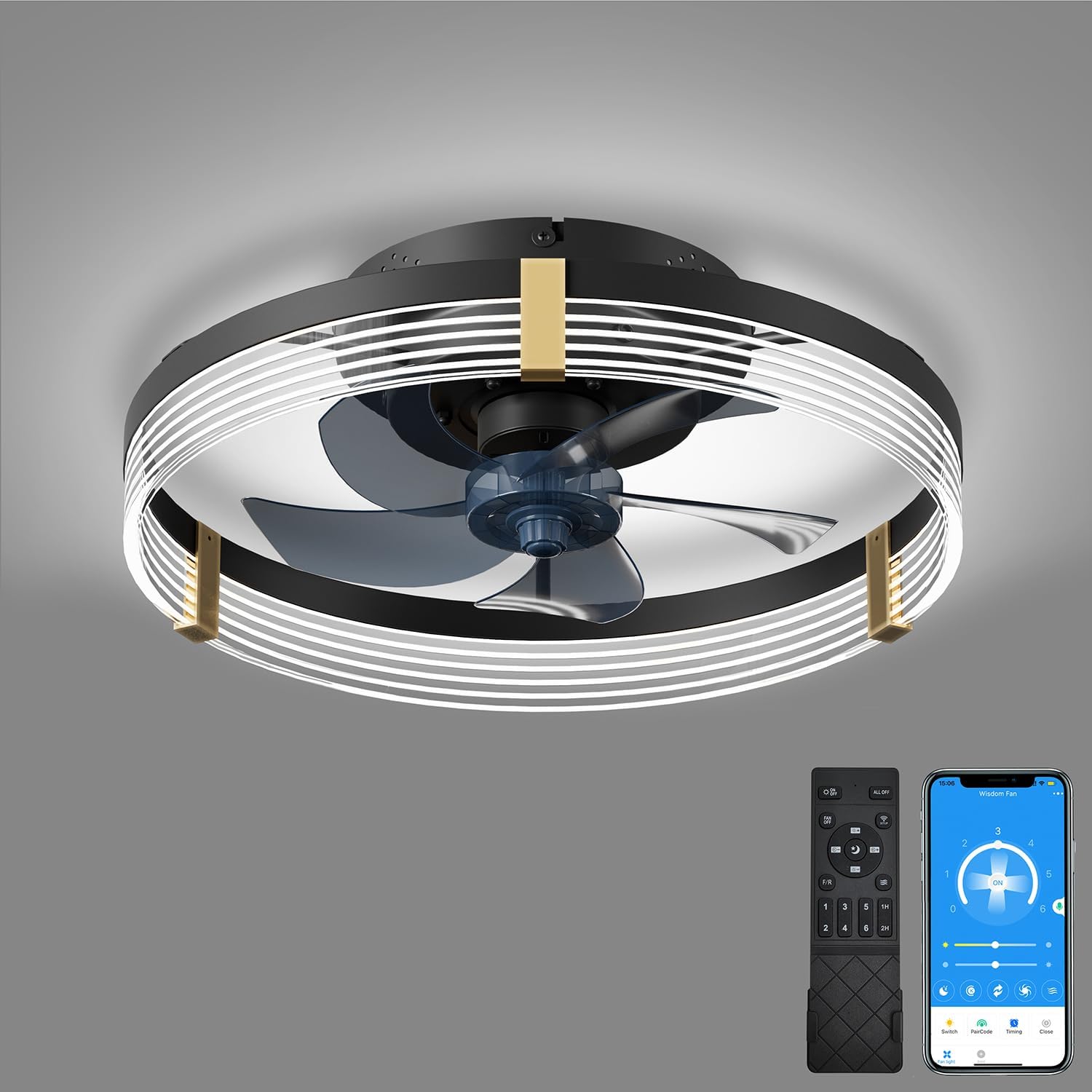 Amazon.com: Low Profile Ceiling Fan with Lights: 15.7'' Flush Mount ...