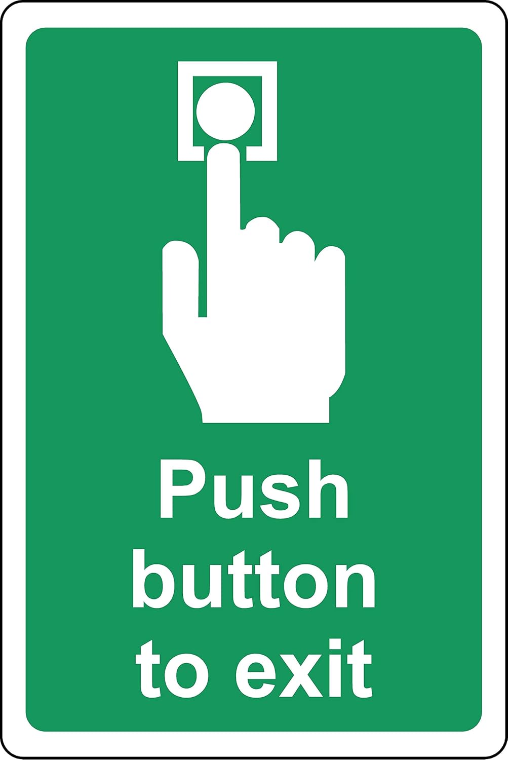 Push button to exit Safety sign - 1mm Plastic sign (150mm x 100mm ...