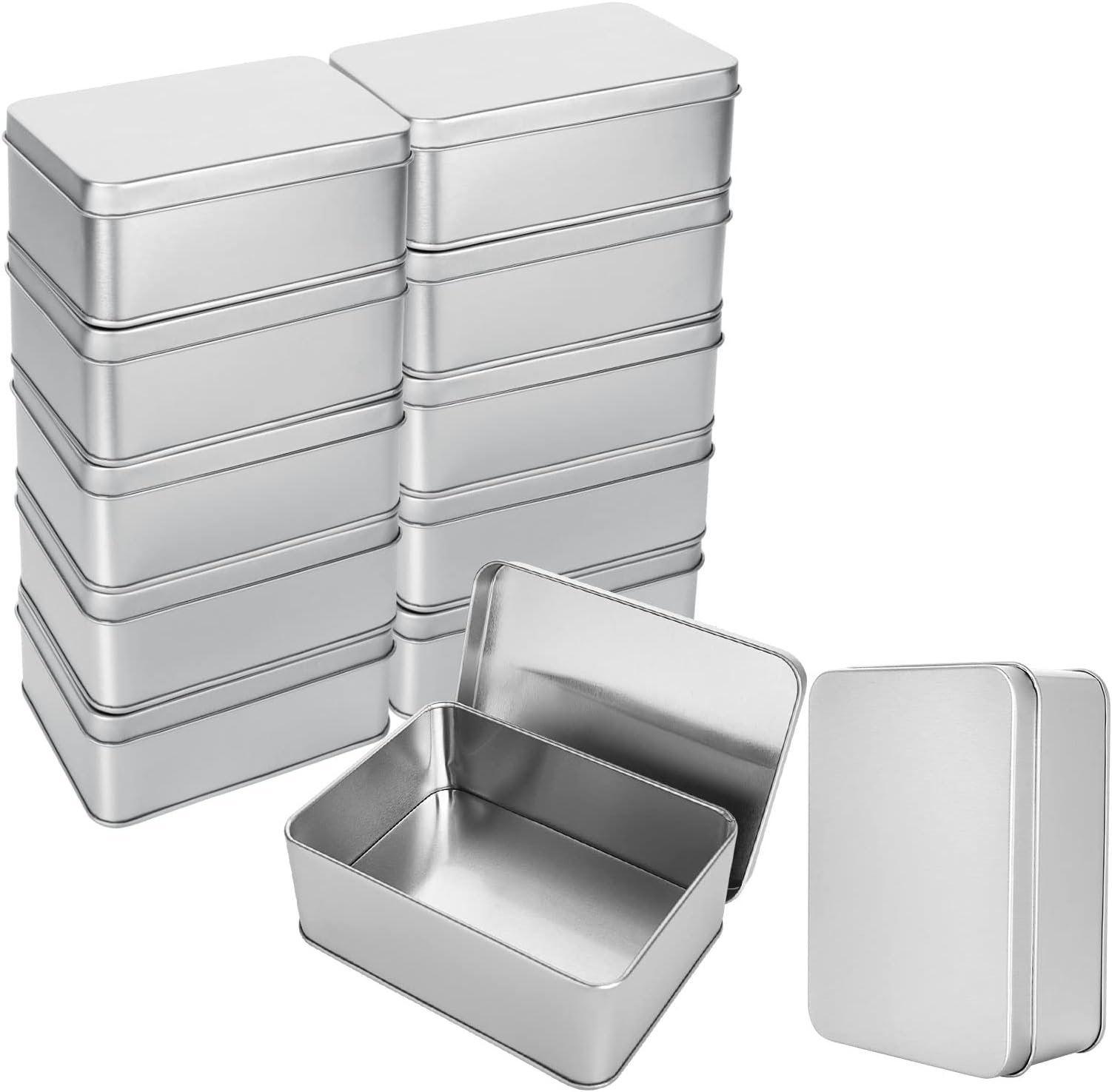 Amazon.com: Peohud 16 Pack Rectangular Tin Boxes with Lids, Empty ...