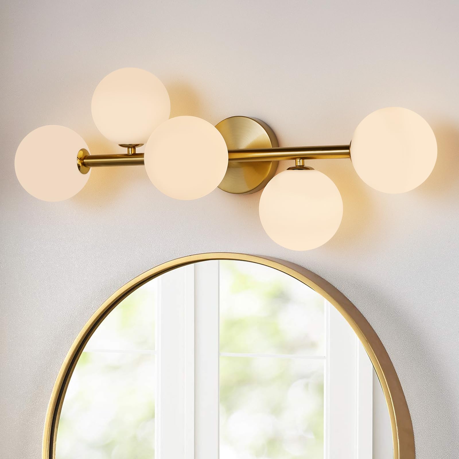 5 Light Bathroom Vanity Light,Gold Bathroom Light Fixtures Over Mirror ...