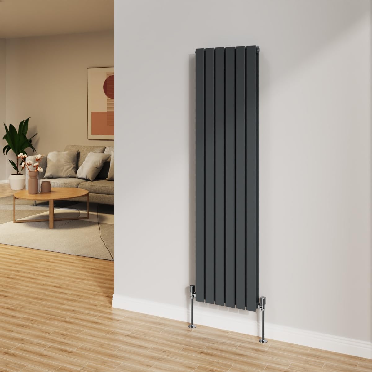 NRG 1600x408mm Anthracite Radiator Vertical Flat Panel Bathroom ...