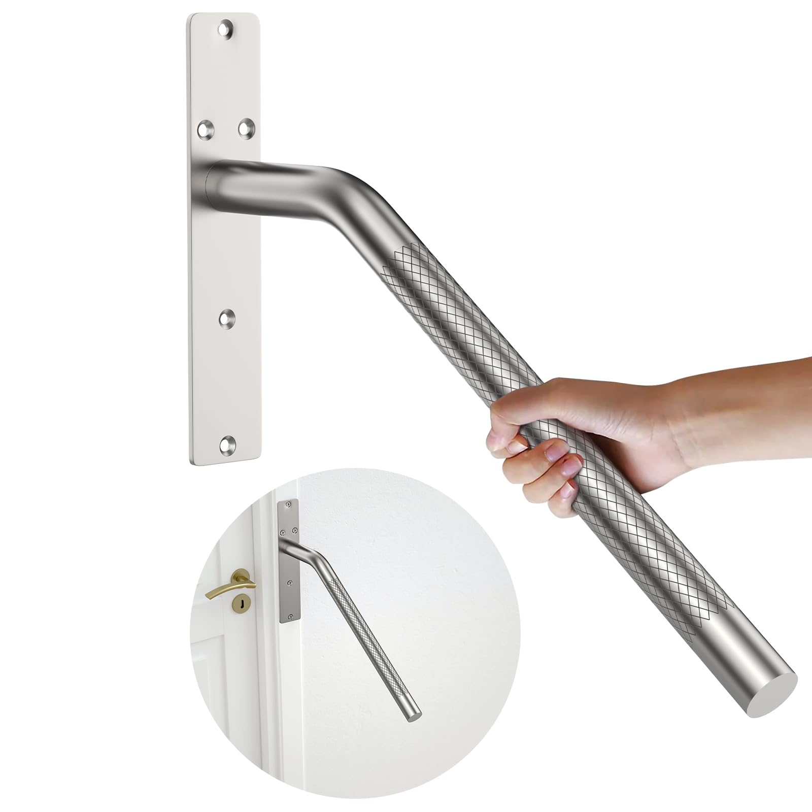 Brushed Nickel Handrail Radiant BN RTR430 Round Bar Heated Towel Rail