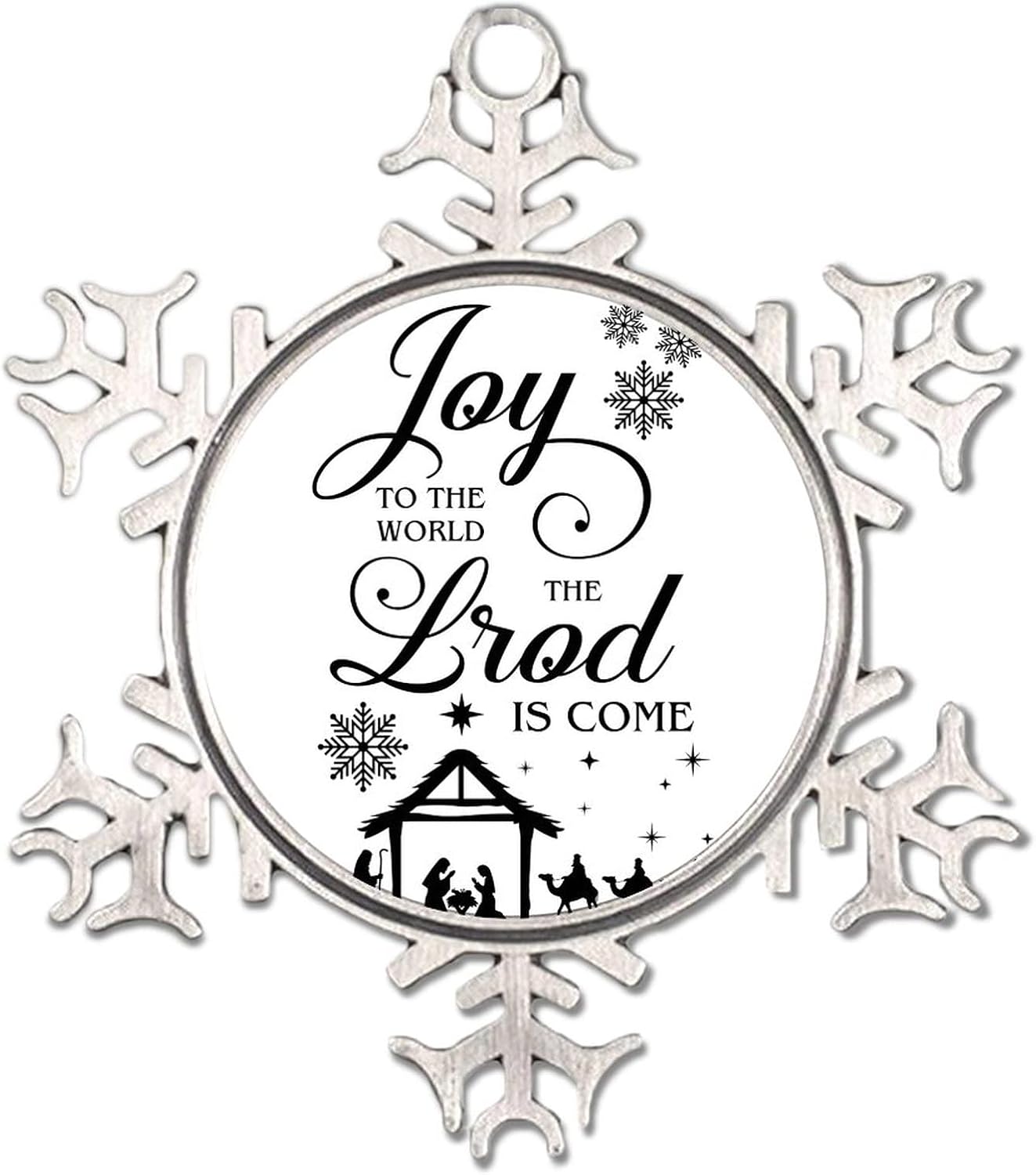 Amazon.com: Joy to The World The Lord is Come Metal Snowflake Ornament ...