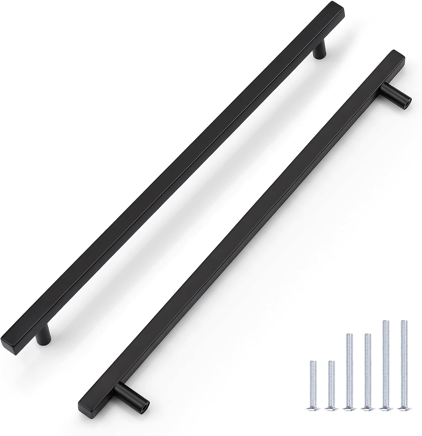 KNOBWELL 6 Pack 12-3/5 Inch Black Kitchen Cabinet Handles, Modern ...