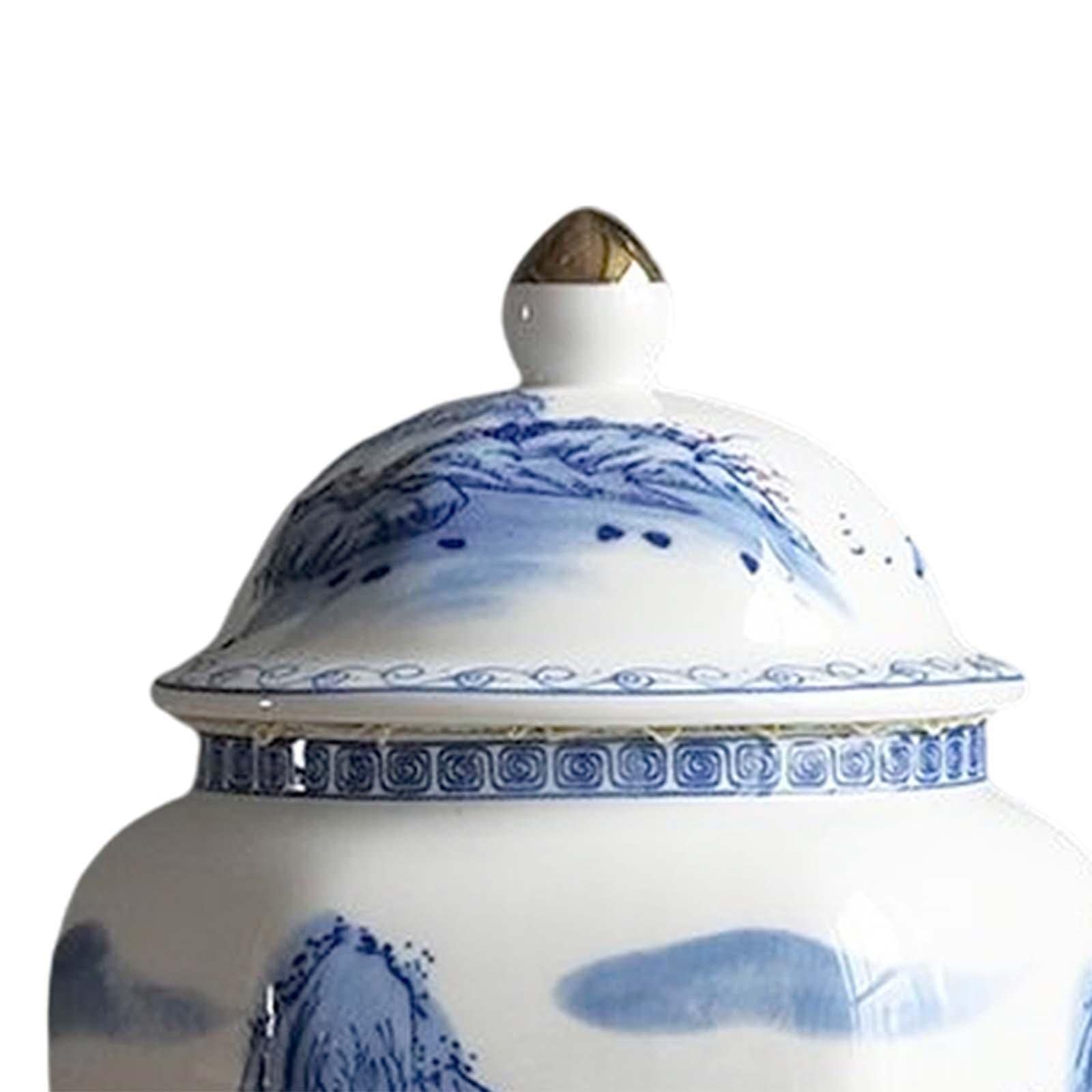 Blue White Pottery Jar Lid Blue White Ceramic Ginger Jar Household