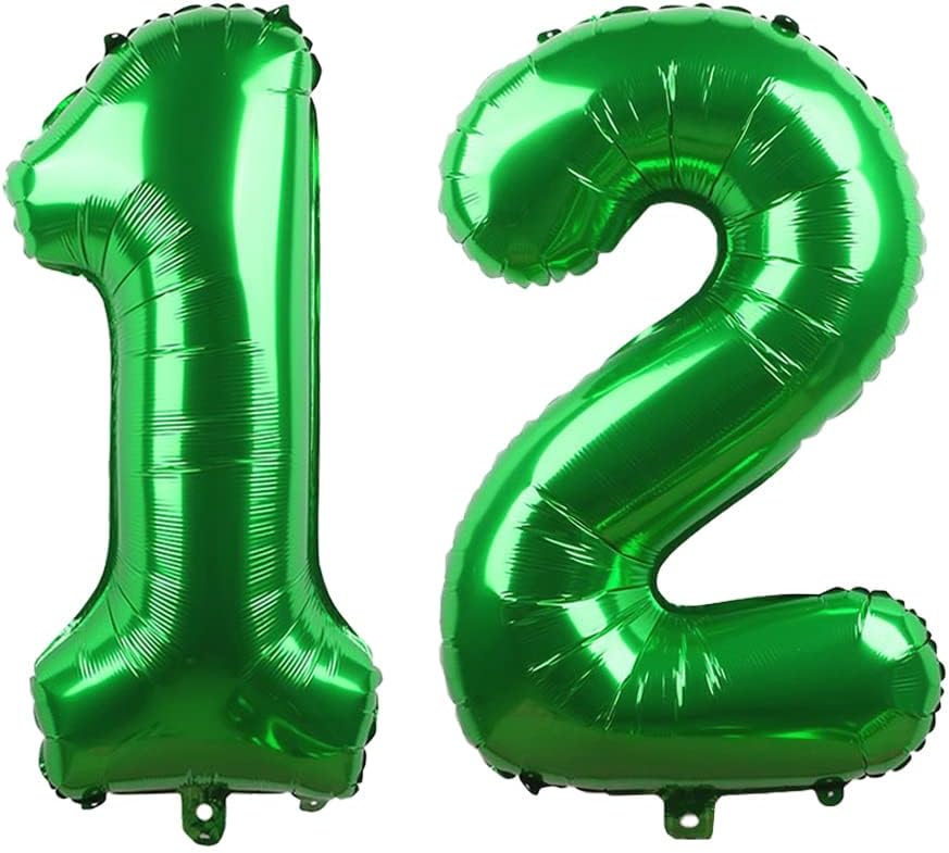 Amazon.com: Yijunmca Green 12 Number Balloons Giant Jumbo Number 12 32 ...