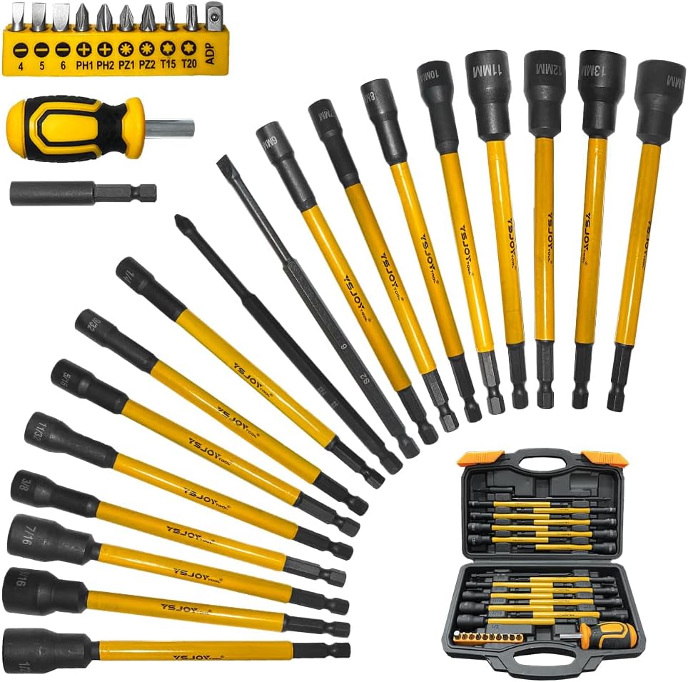 Amazon.com: 23 PCS Magnetic Nut Driver Set SAE & Metric, 6 Inch Extra ...