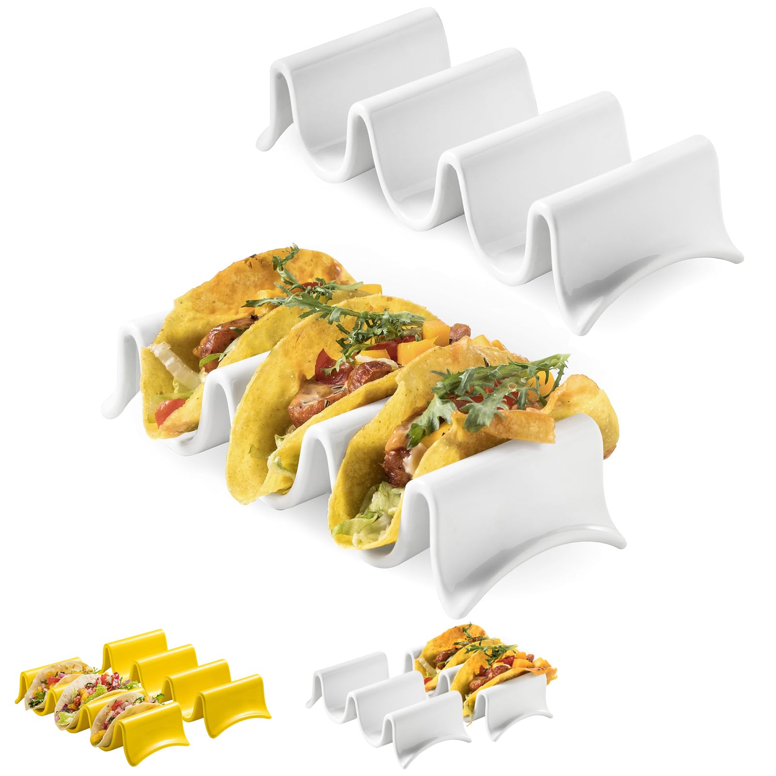 Amazon.com: Taco Holders Set of 2, Porcelain Large Taco Tray with ...