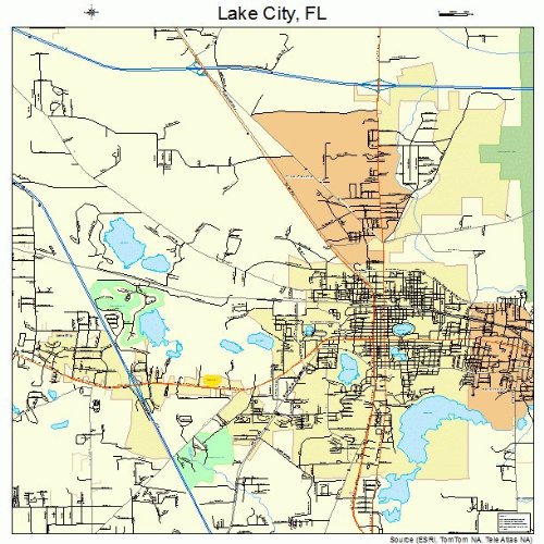 Amazon.com : Large Street & Road Map of Lake City, Florida FL - Printed ...