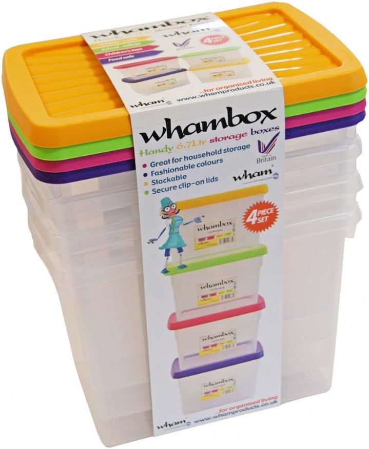 Wham Boxes And Lids 6.7L - 4 Assorted Colours : Amazon.co.uk: Home ...