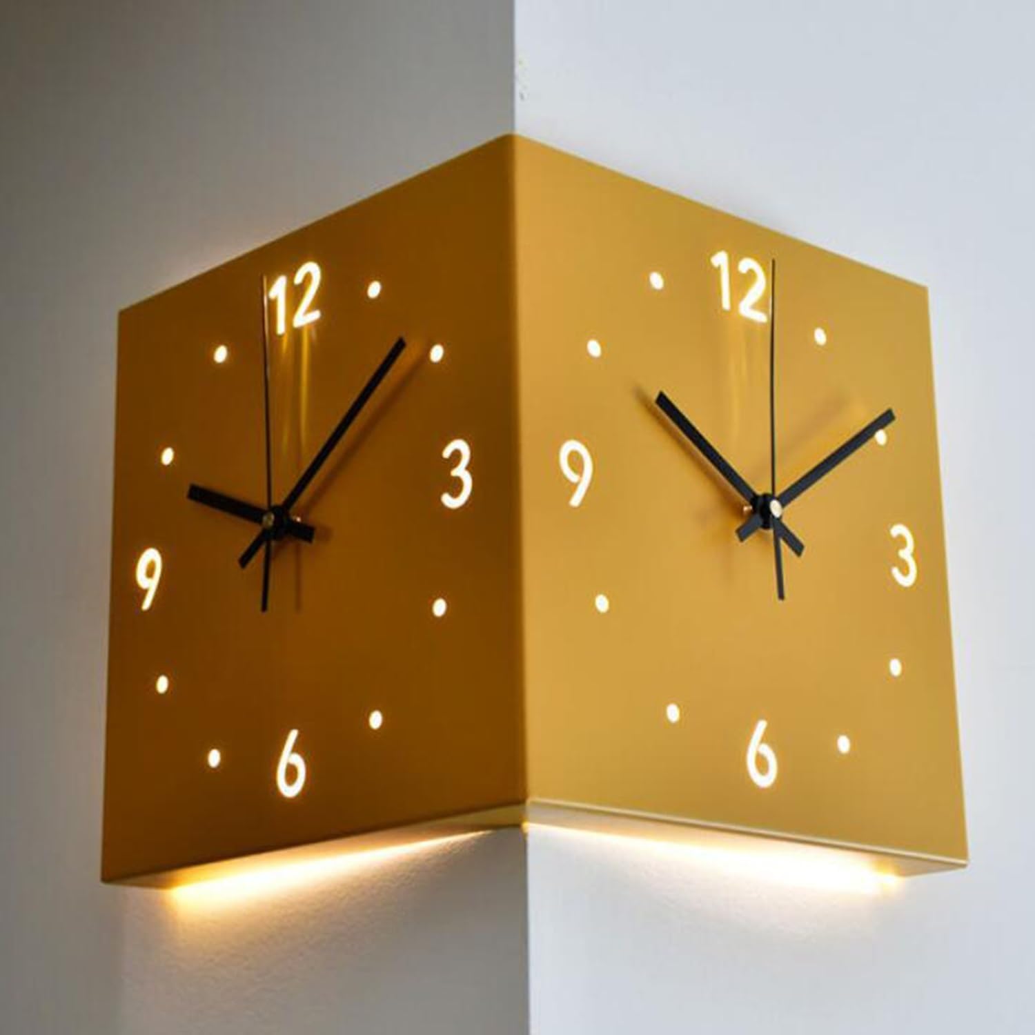 Amazon.com: KYOFIS Double Sided Corne Wall Clock, Sensor Luminous ...