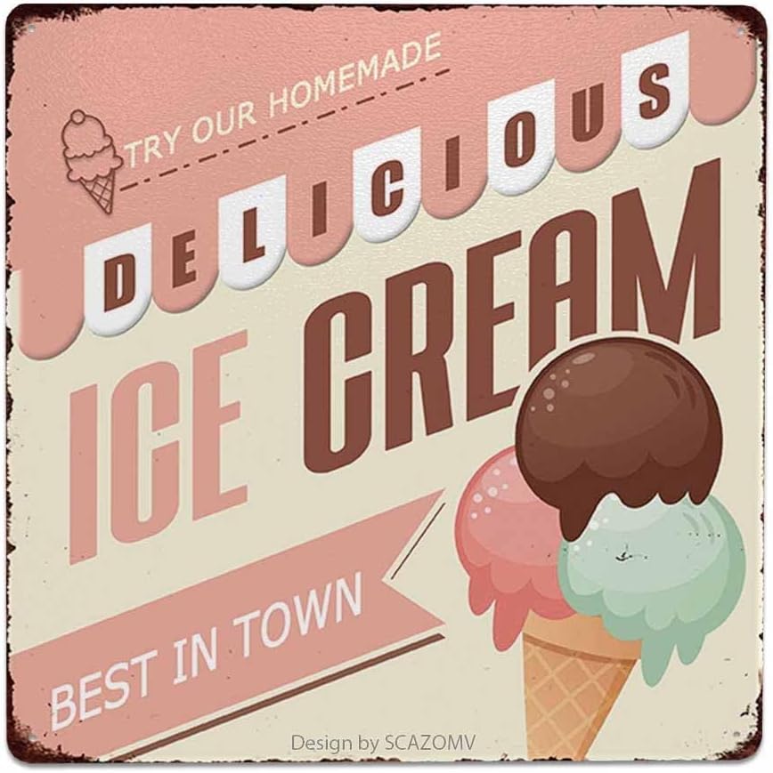 Amazon.com: Homemade Ice Cream Metal Sign Vintage Ice Cream Sign Art ...