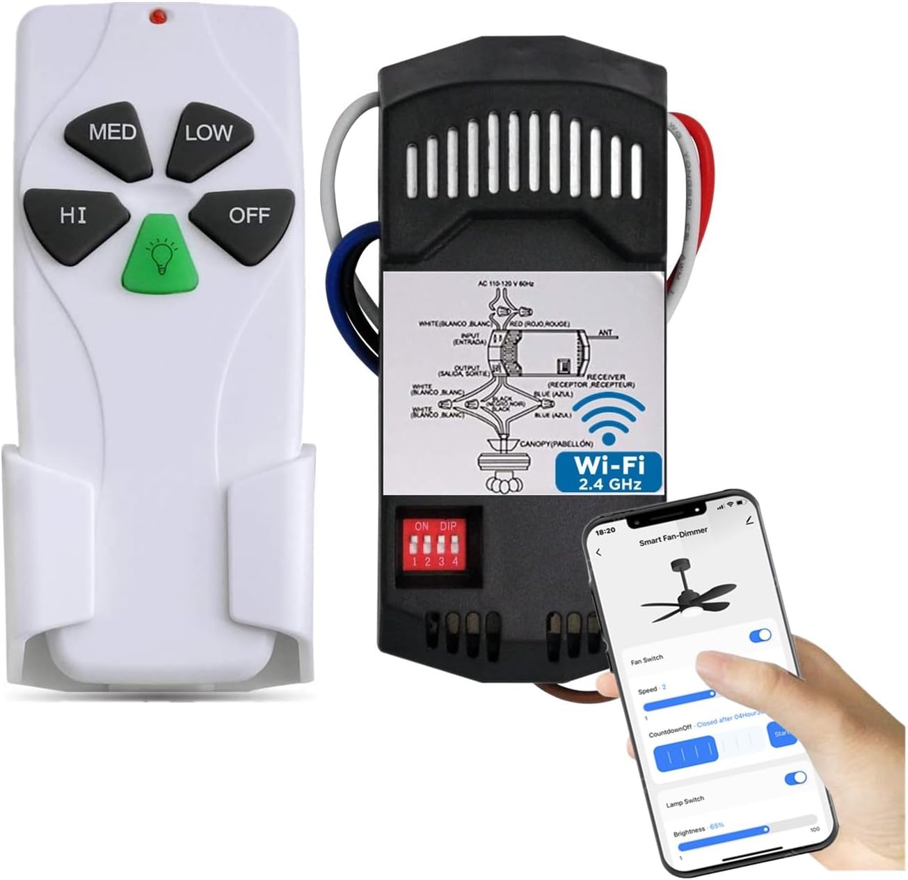 Nexete Kit de control remoto universal de ventilador de techo Wi-Fi ...