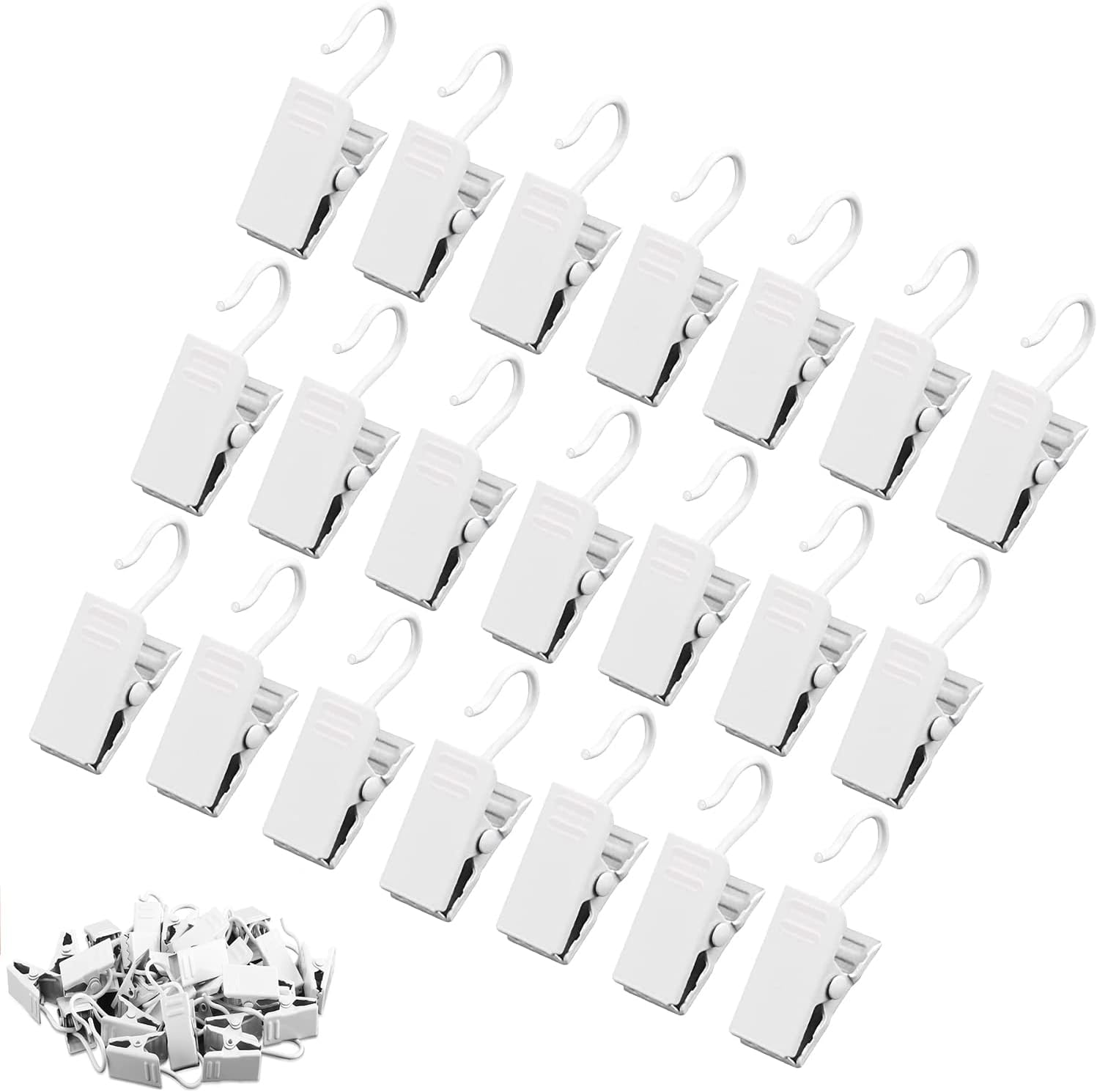 Amazon.com: JANYUN 120 Pack White Clip Hook Set Curtain Clips for ...