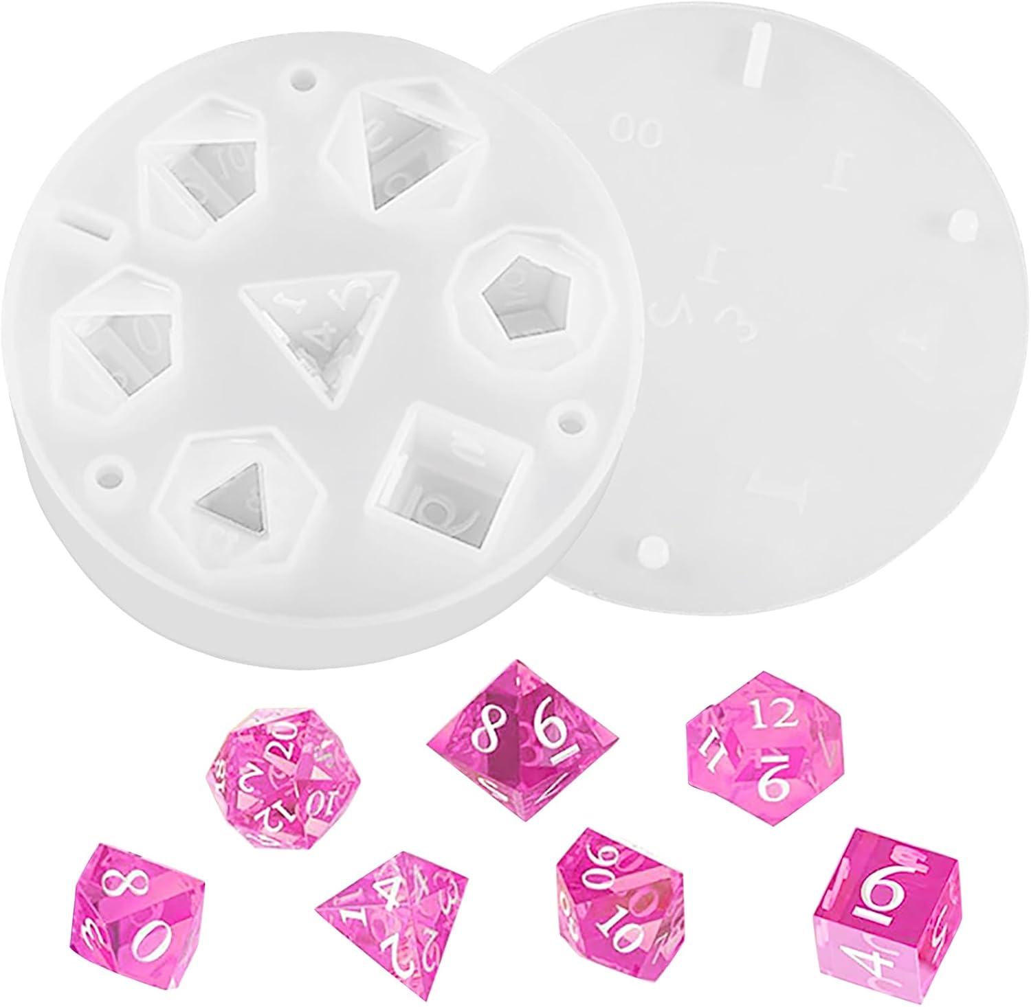 KMZ Resin Dice Mold Polyhedral Dice Mold 7 Standard Stereoscopic Dice ...