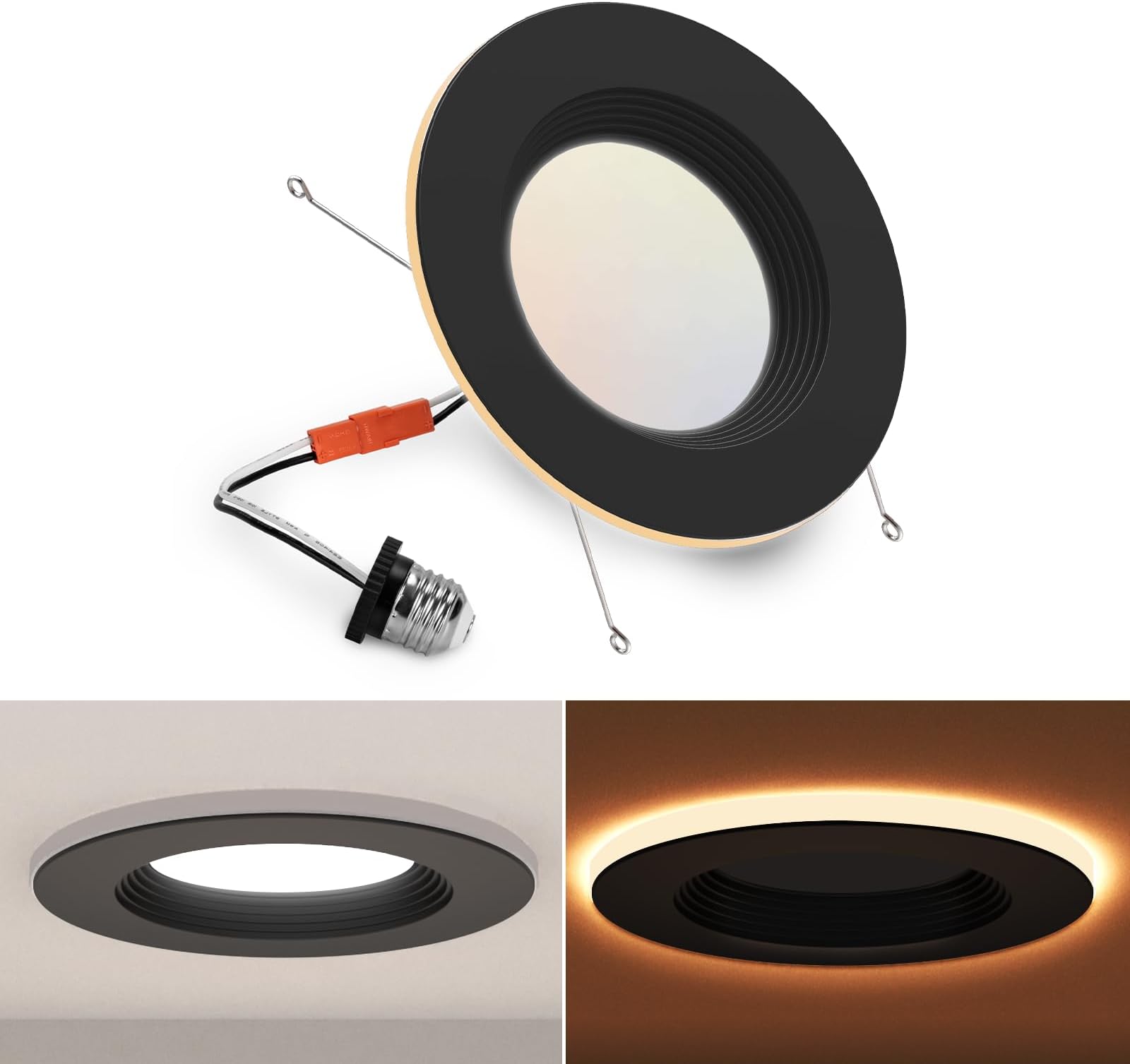 POWERASIA 1 Pack Black 5/6 Inch LED Can Lights with Night Light, 5CCT ...