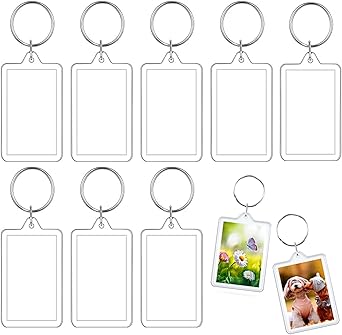 8pcs Photo Keyring,Blank Photo Keyrings Double Sided Blank Insert ...