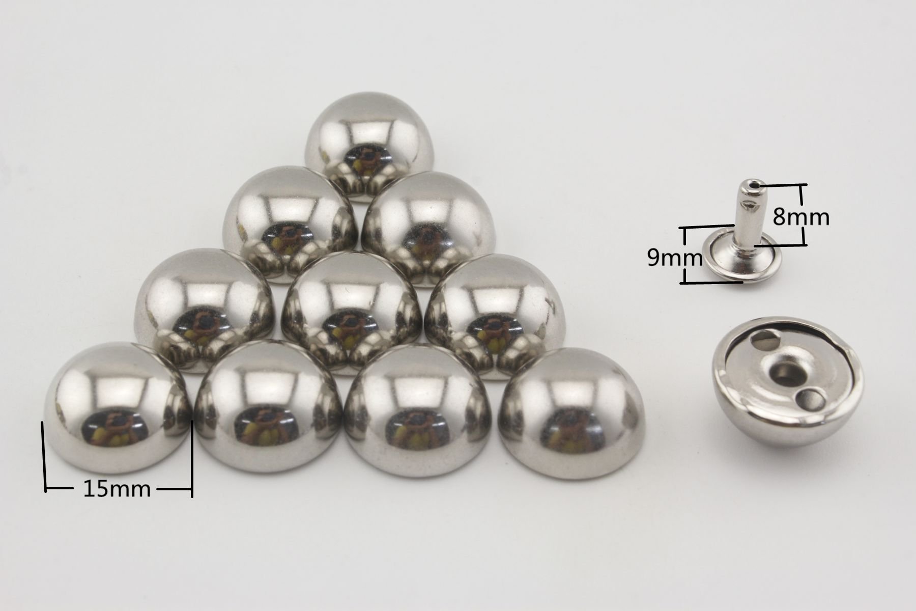 Nickel 15mm Iron Dome Rivet Purse Rivets Spike Rivet Studs | Desertcart ...